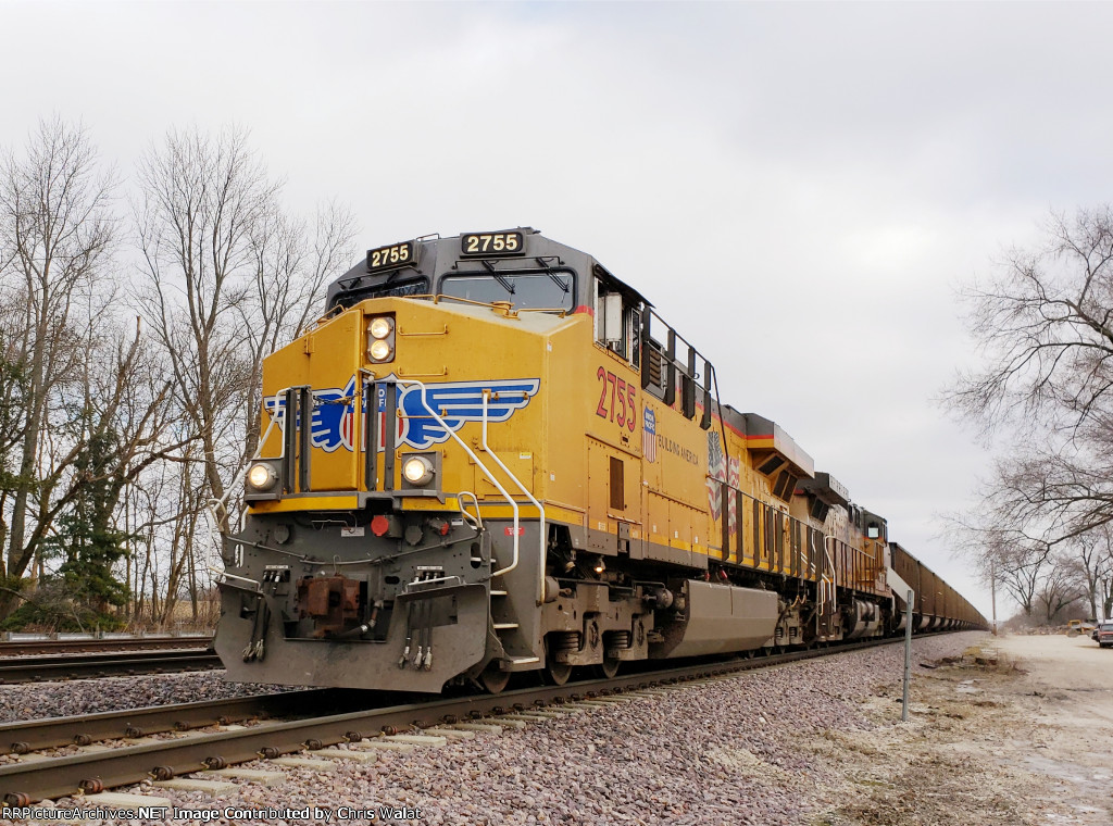 UP 2755 With a nice long string of empties